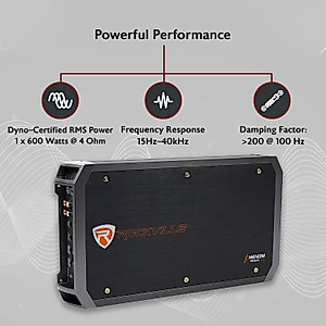 Rockville RXA-T2 2400W 2-Channel Car Amplifier, Dyno-Certified RMS, MOSFET Power Supply, Elna Capacitors, Class A/B, Perfect for Car Audio and Subs
