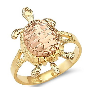 Sonia Jewels Size- 8-14k Yellow White Rose Tri Color Gold Ladies Turtle Ring