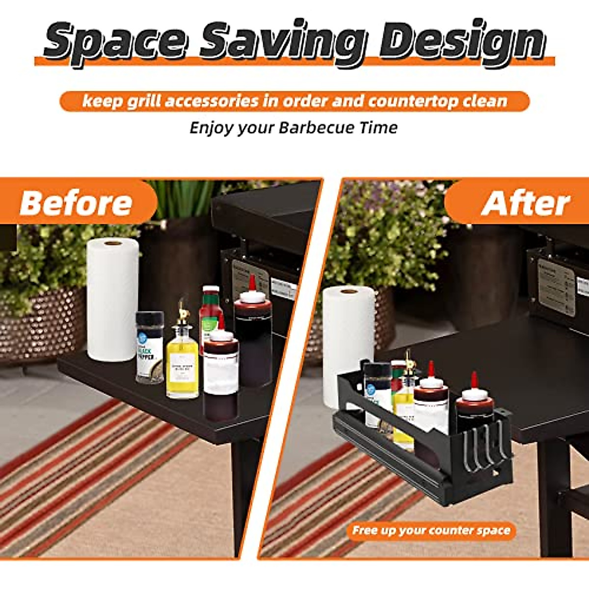 Griddle Caddy for Blackstone 28"/36" Griddles, Grill Accessories Space Saving, Stainless Steel Grill Caddy BBQ Accessories Organizer Storage with Magnetic Tool Holder & Paper Towel Holder