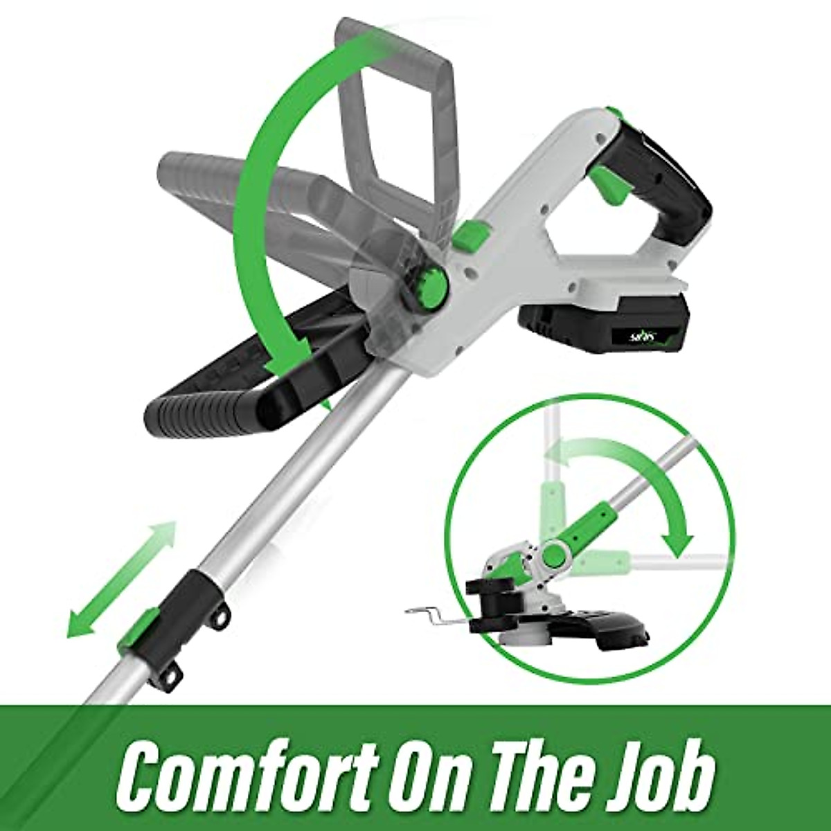 SOYUS Weed Wacker 12 Inch String Trimmer Cordless 20v Electric Weed Wacker, 2 Pcs 2.0Ah Battery Powered Weed Trimmer/Edger, Lightweight Grass Trimmer with 8 Pcs Replacement Spool Trimmer Lines