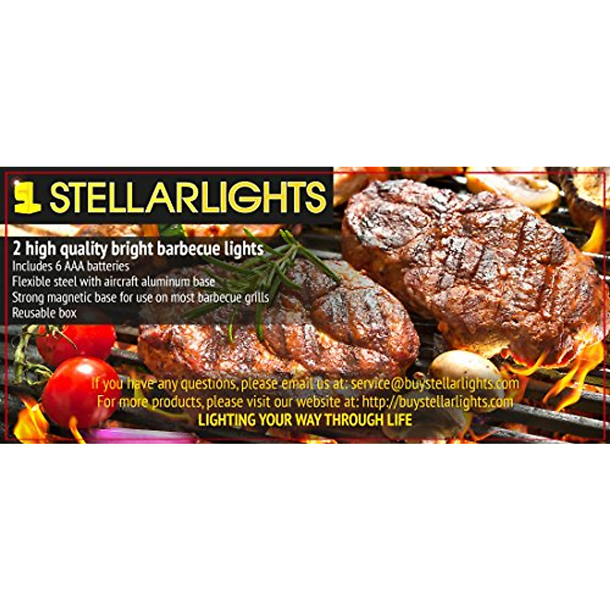 BRIGHT EYES - Magnetic Barbecue BBQ Light Set for Grilling - 6 Alkaline AAA Batteries Included - Works on All Grills with an Exception to Stainless Steel.