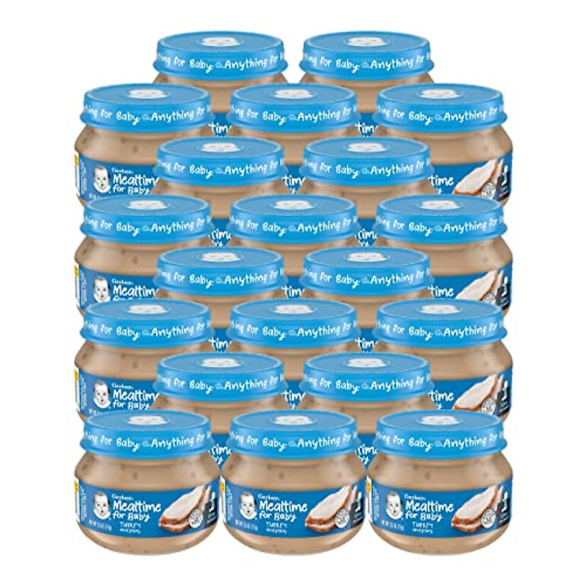 Gerber Mealtime for Baby 2nd Foods Baby Food Gravy Jars, Turkey & Gravy, Non-GMO Pureed Baby Food with Protein & Zinc, 2.5-Ounce Glass Jars (Pack of 20 Jars)