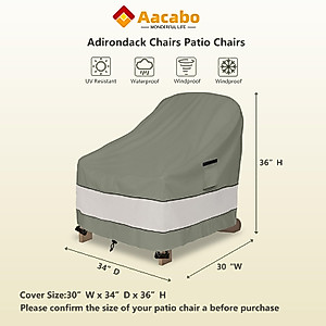 Outdoor Adirondack Chair Cover 2 Pack,Waterproof 100% Patio Chair Covers,30W x 34 D x 36 H inches,Patio Adirondack Chair Cover for Outdoor Chair -Grayish Green