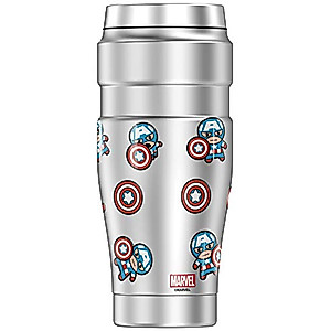 THERMOS MARVEL - Captain America Kawaii STAINLESS KING Stainless Steel Travel Tumbler, Vacuum insulated & Double Wall, 16oz