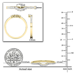 Dazzlingrock Collection 0.30 Carat (ctw) 14K Round Diamond Ladies Wedding Stackable Guard Ring 1/3 CT, Yellow Gold, Size 7