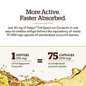 Solgar Full Spectrum Curcumin Liquid Extract, 105 Softgels - Faster Absorption - Brain, Joint & Immune Health - Long Lasting Support -Non GMO, Gluten Free, Dairy Free-105 Servings (Packaging may vary)