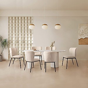 SIMTONAL Dining Room Chairs Set of 4, Kitchen Chairs with Metal Legs, Beige