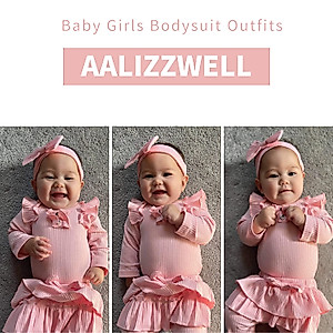 Aalizzwell Preemie Newborn Infant Baby Girls Clothes Ribbed Bodysuit Pants Set Fall Winter Outfits Pink Premature