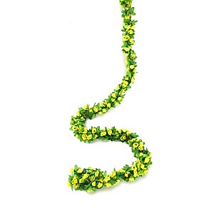 Charmly 6 Pcs 45 FT Artificial Little Rose Vine Fake Silk Flowers Garlands Hanging Rose Ivy Plants Home Hotel Office Wedding Party Garden Craft Art Décor Spring Yellow