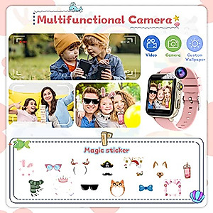 Smart Watch for Kids Watches - Kids Game Smart Watch Girls Boys Ages 4-12 Years with Music Player HD Touch Screen 23 Games Camera Alarm Video Pedometer Flashlight Kids Smartwatch Gift Toys (Pink)