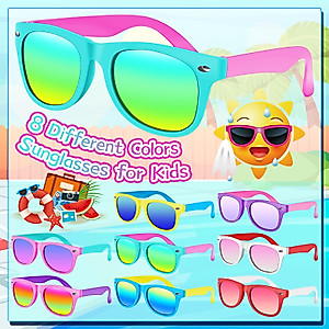 Kids sunglasses bulk, Kids Sunglasses Party Favor, 24Pack Neon Sunglasses with UV400 Protection for Kids, Boys and Girls Age 3-8, Goody Bag Favors, Great Gift for Pool, Birthday Party Supplies