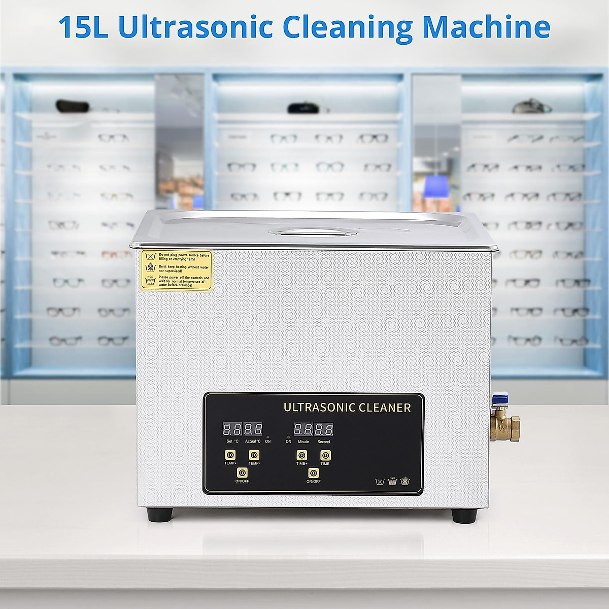 Aprafie Ultrasonic Cleaner, 360W 15L Ultrasonic Jewelry Cleaner Machine with Digital Timer Heater and 304 Stainless Steel for Dentures Glass Industrial Parts Carburetor Circuit Board