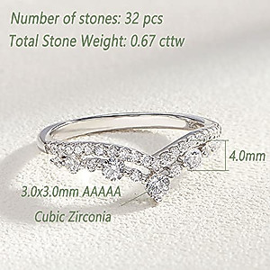 Wuziwen Vintage Crown Eternity Ring Wedding Bands for Women 925 Sterling Silver Cubic Zirconia Sz 9.25