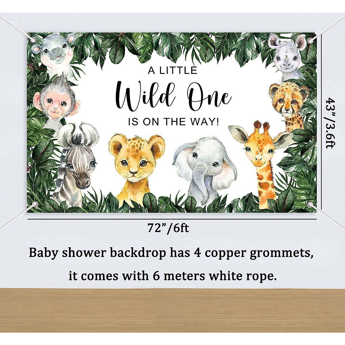 Yuzioey 224PCS Safari Baby Shower Decorations, Jungle Animals Oh Baby Party Supplies, Safari Disposable Dinnerware (Serve 24 Guests)with Paper Plates Cups, Backdrop Tablecloth Balloon Garland Kit