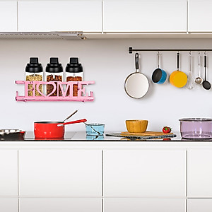 Tisancy Bathroom Accessories Set 2 Set Shower Caddy for Bathroom Organizer Wall Decor for Tub Kitchen Self Adhesive Wall Mounted Storage No Drilling Shower Rack Basket Bin Tray with 4 Hook Heart Sign