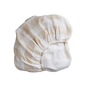 Marlowe & Co Cotton Muslin Crib Sheet, 100% Cotton Muslin Baby Crib Sheets for Standard Size Crib Mattress 28" x 52", Soft and Breathable Neutral Fitted Crib Sheet for Baby Boy and Girl (Gingham)