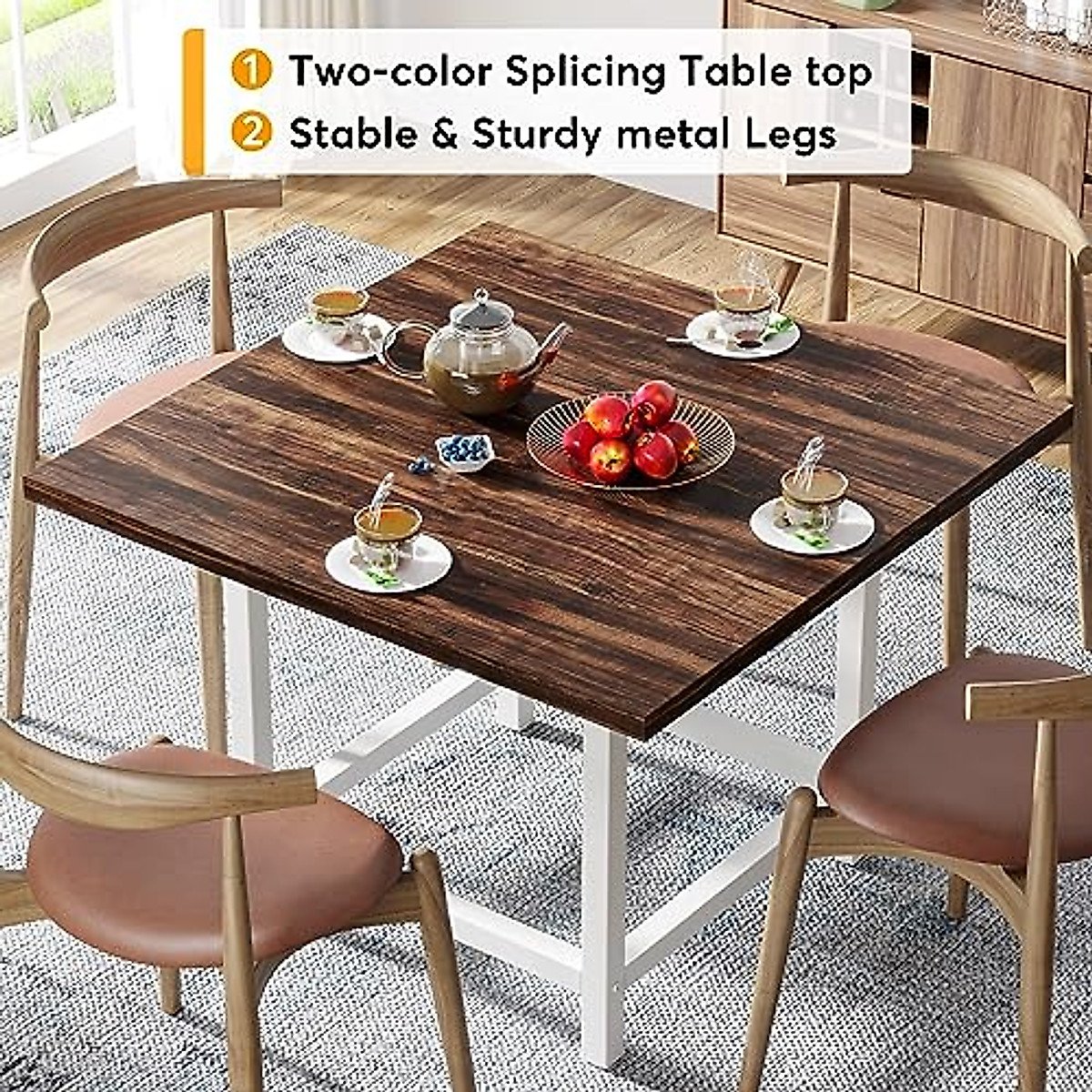 LITTLE TREE 39.5 Inches Small Conference Room Table for 4 People,Oak&Whtie