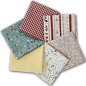 [MARIANGEL]Premium Cotton Fabric, 21"x21" (6EA) - Vintage Floral Patterns | Sewing Fabric Bundle | Floral Quilting Fabric | Precut Square Patchwork 100% Cotton