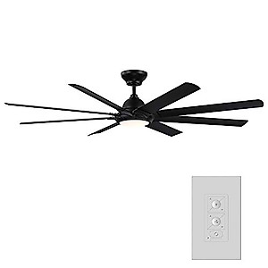 Hydra Smart Indoor and Outdoor 8-Blade Ceiling Fan 80in Matte Black with 3000K LED Light Kit and Wall Control works with Alexa, Google Assistant, Samsung Things, and iOS or Android App