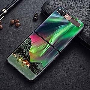 HANASE Northern Lights Sky Black PC Hard Cover for Samsung Galaxy Z Flip 4 z flip3 5G Foldable Phone Case Shell,Z5,for Z flip