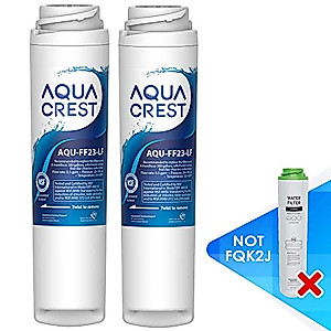 AQUA CREST FQSLF, FQSVF Under Sink Water Filter, Replacement for GE FQSLF, FQSVF, FQSVN, FQROPF, GXSV65R Undersink Water Filter, NSF 42 Certified (2 Pack), Model no.AQU-FF23-LF