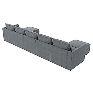 HONBAY Modular Sectional Sofa U Shaped Sectional Souch with Ottoman 7 Seat Modular Sofa with Chaise for Living Room, Bluish Grey