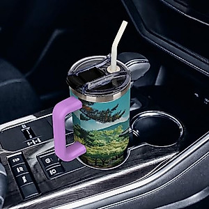 Korean Architecture Palace of Koreas Insulated Tumbler with Lid And Straw Stainless Steel Travel Coffee Mug 40oz Violet-style