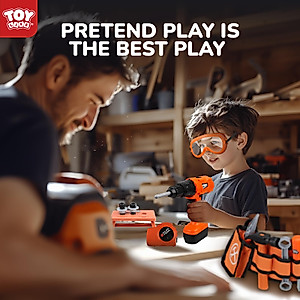 TOY Life Kids Tool Set with Kids Tool Belt & Toy Drill, Toddler Tool Set for Kids Pretend Play, Toy Tools Construction Tools Halloween Tool Costume Kids Tool Kit for Boys Girls 3 4 5 6 7 8 Years Old