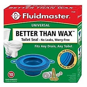 KOHLER 5709-0 Corbelle Two Piece Toilet, White & Fluidmaster 7530 Universal Better Than Wax Toilet Seal, Wax-Free Toilet Bowl Gasket Fits Any Drain
