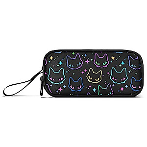 J JOYSAY Neon Cat Heads Pencil Case Large Big Capacity Pencil Bag for Girls Boys Markers Storage Lipstick Organizer for School Office Supplies