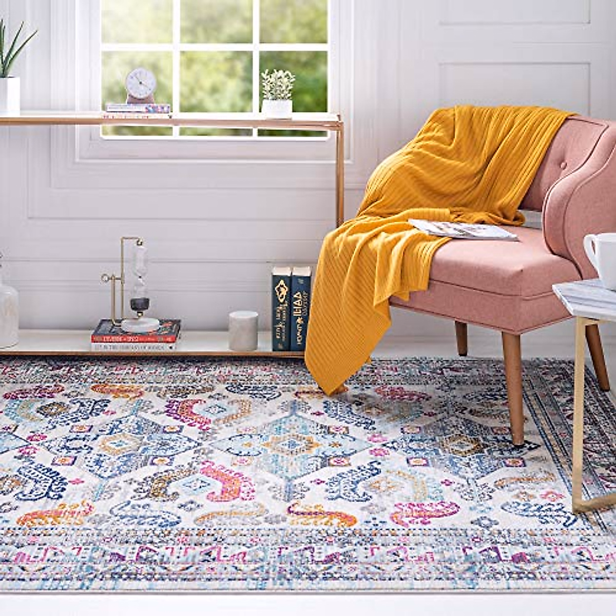 Rugs.com Budapest Collection Area Rug – 8' x 10' Multi Low-Pile Rug Perfect for Living Rooms, Large Dining Rooms, Open Floorplans