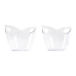 Lot45 Acrylic Beverage Bucket 2pc Set - 3.5 Liter Clear Party Beverage Tub Set - Indoor or Outdoor Bottle Drink Chiller
