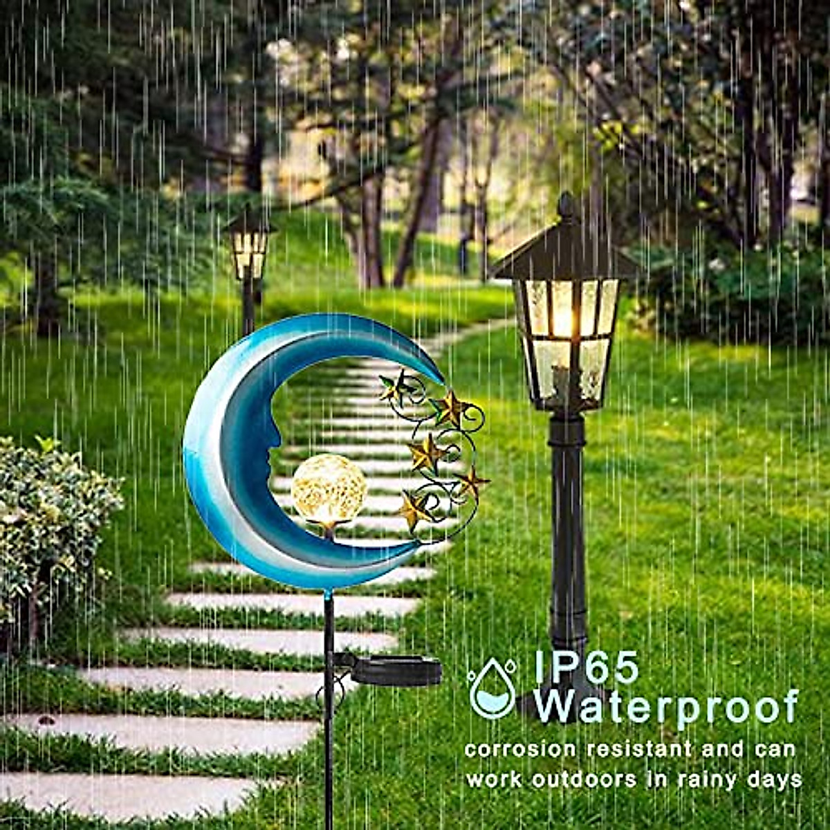 JTao-tec Solar Lights Outdoor Garden Moon Solar Garden Lights Decorative Glass Globe Led Waterproof for Walkway,Yard,Lawn,Patio Decor