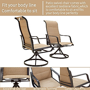 Top Space Patio Dining Chairs Textilene High Back Outdoor Swivel Rocker Set with All Weather Frame (Beige,Set of 2)