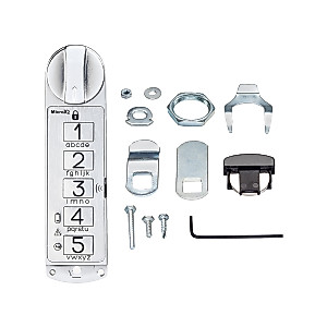 MicroIQ Electronic Cabinet Lock for Doors, Drawers, Lockers, Touch Keypad for Keyless Entry, Keyed Cam Lock Replacement, Knob on Top Vertical, Brushed Silver