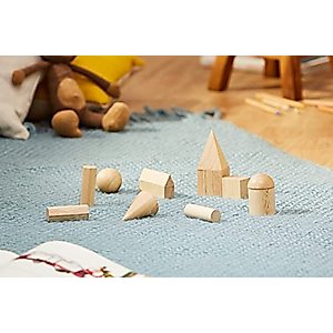 Learning Resources Geometric Solids, Wooden Shapes, Set of 12 Geometric Shapes, Ages 6+, Multi-color