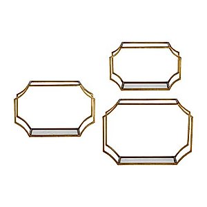 Uttermost Lindee Antiqued Gold Leaf 3-Piece Wall Shelves Set