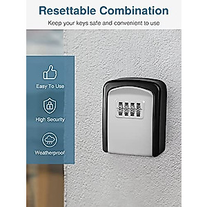 Puroma Key Lock Box, 4-Digit Combination Key Storage Lockbox, Portable Wall Mounted Security Lockbox for Home, Flats, Realtors Garage Spare Keys (1 Pack)