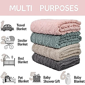 HOMRITAR Baby Blanket for Girls Toddlers 3D Fleece Fluffy Fuzzy Blanket for Baby (30x40inch, Pink, Grey)