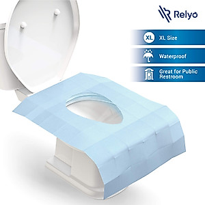 Toilet Seat Covers Disposable 100% Waterproof (20 Pack) - XL Disposable Toilet Seat Covers for Adults and Kids Potty Training - Travel Accessories for Public Restrooms, Airplane, Camping