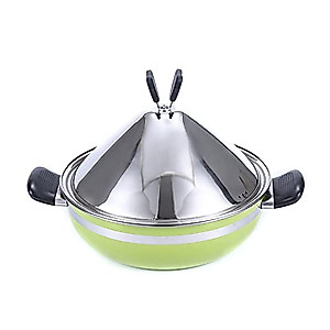 BAMFY Stainless Steel Moroccan Tagine Pot for Cooking Heighten 28cm Cone-Shaped Lid Nonstick Tajine Pot Steamer Casserole with Steamer