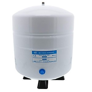 Neo-Pure RO-132 Reverse Osmosis Storage Tank Powder Coated Steel w/Tank Valve Female Elbow 1/4" FPT x 3/8" Quick-Connect (Stainless Steel, 4.5 Gallon)