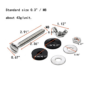 Tsnamay 4Pcs M8 Toilet Floor Bolts & Washer Sets,Toilet Tank Heavy Duty Bolt,Toilet Tank to Bowl Bolts Repair Kit