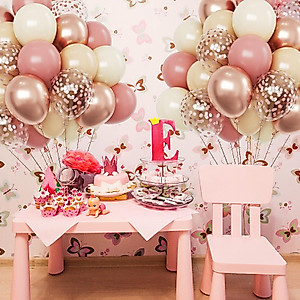 Funhot Retro Blush Pink Balloons Set, 60PCS Dusty Pink Birthday Balloons, 12Inch Chrome Rose Gold Balloons Beige Nude Latex Balloon for Girls Birthday Bridal Baby Shower Wedding Boho Party Decoration