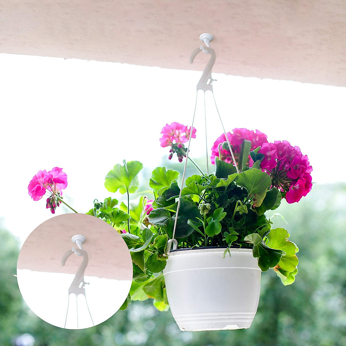 Ripeng Swag Ceiling Hooks Wall Hook Heavy Duty Swag Hook Indoor Outdoor for Hanging Plants Chandelier (White,2 Pieces)