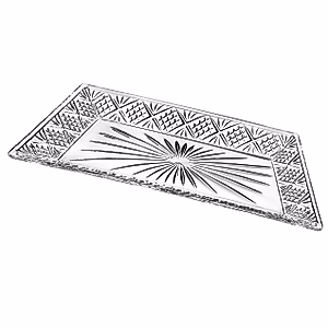 Godinger Dublin Rectangular Crystal Tray, 12 Inch x 6.5 Inch