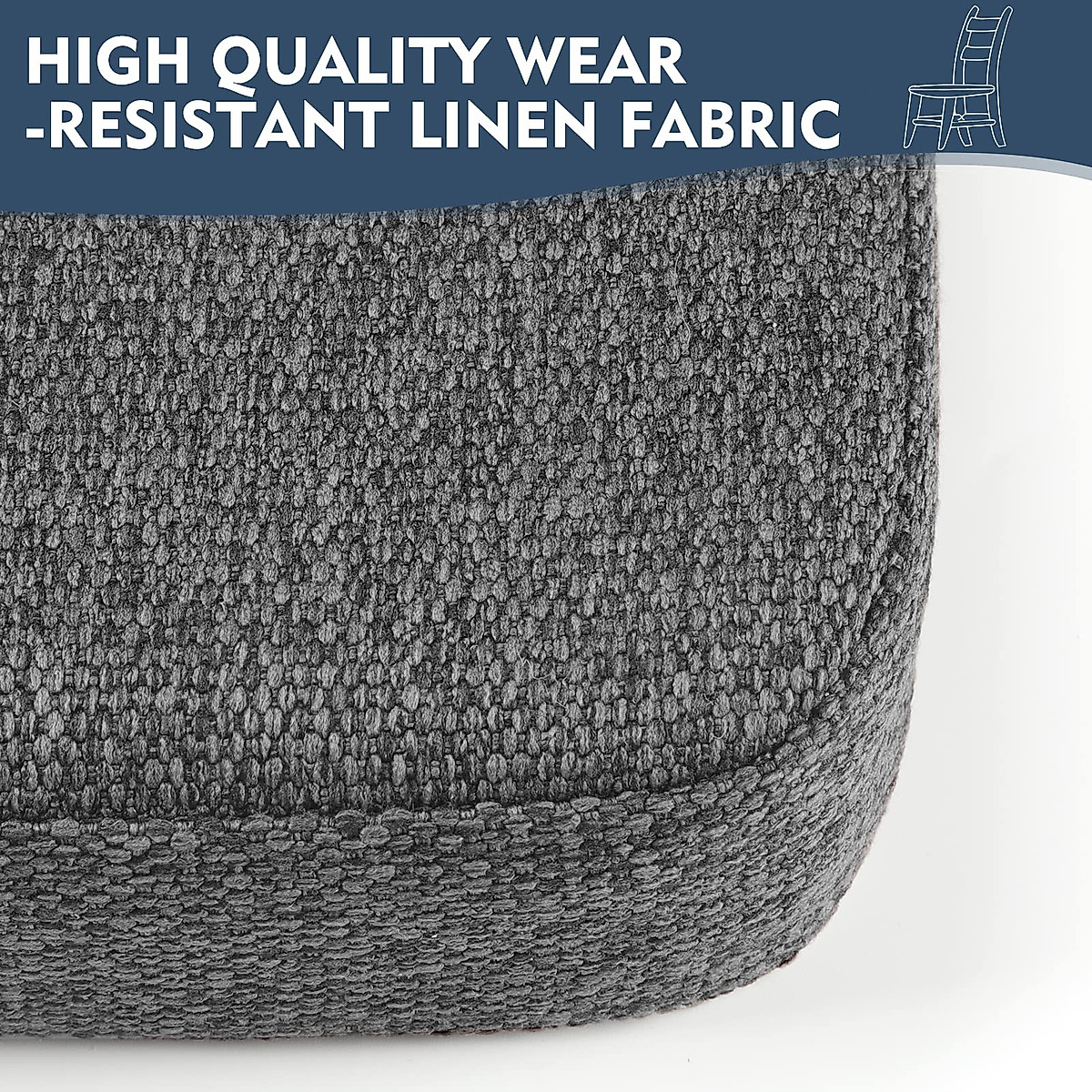 PLZSITDOWN Chair Cushions for Dining Chairs, Seat Cushions for Kitchen Chairs 16"x16" Non Slip Indoor Chair Pad with Ties Removable Cover Dark Grey