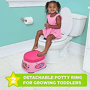 Disney's Minnie Mouse Made You Smile 3-in-1 Potty Training System for Toilet Training Kids, Multi-Stage Potty Training - Floor Potty, Detachable Potty Ring, Step Stool|Toilet Seat for Kids&Toddlers