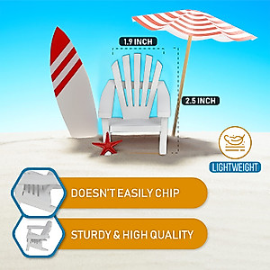 Wood Adirondack Miniature Chair - Wedding Cake Topper Mini Doll Furniture Top Decoration Favor Beach Theme, Great for Dollhouse (White, 4 Pack)