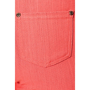 Leggings Depot Women's Cotton Blend Stretch Pull-on Jeggings Casual Pants with Pockets (Coral, Medium)